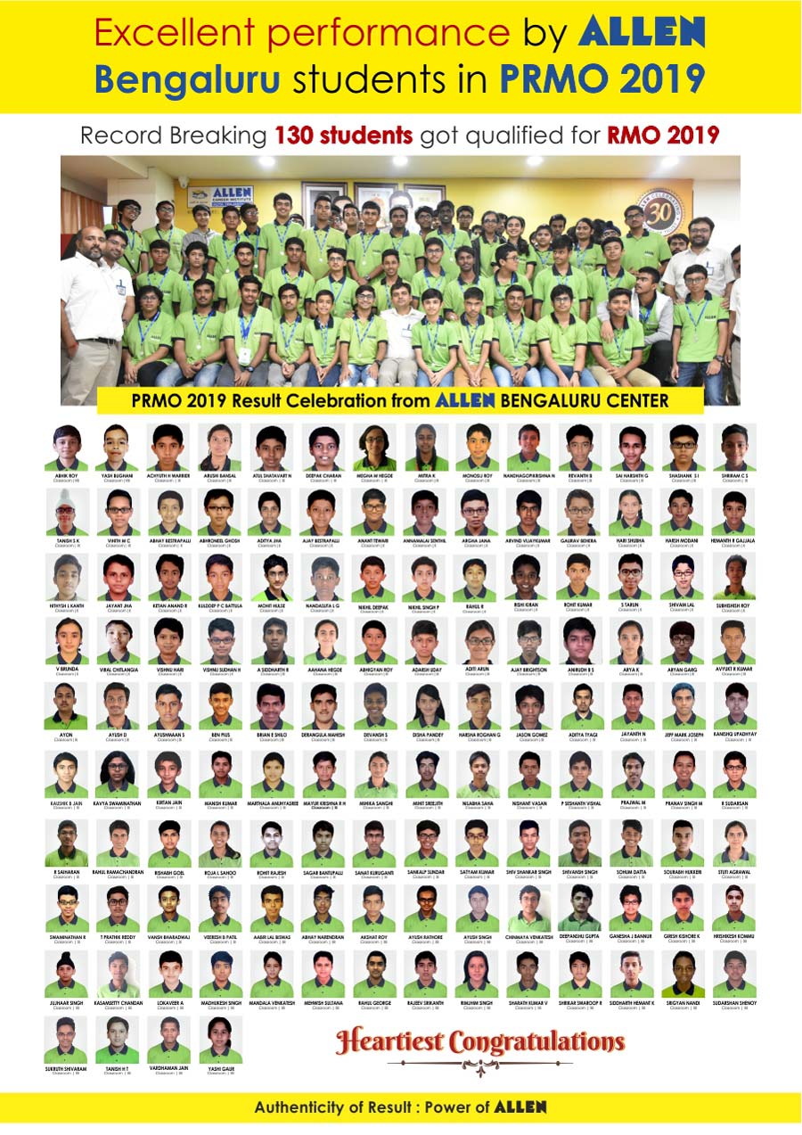 PRMO Result 2019 | ALLEN Bengaluru