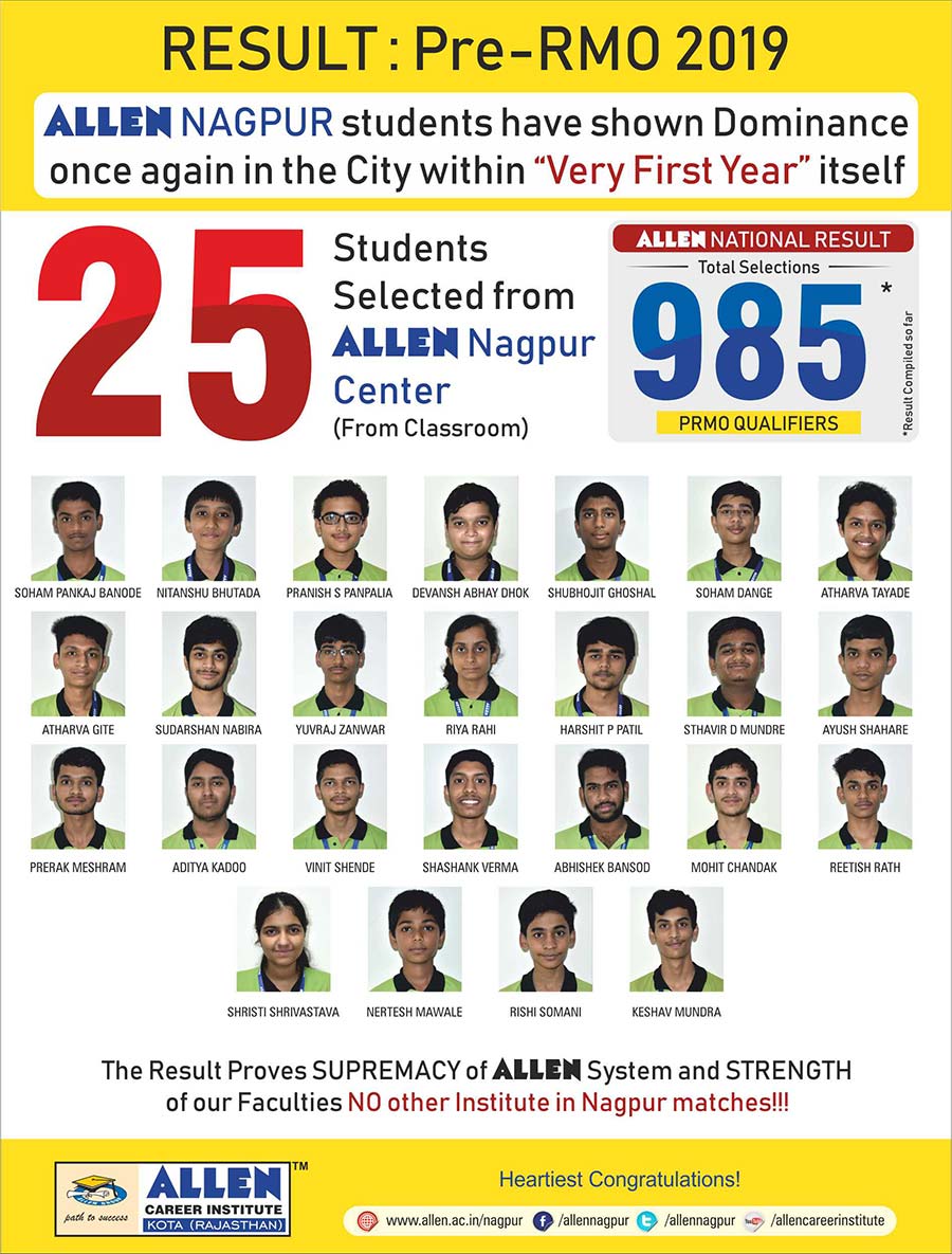 ALLEN Career Institute's Pre-RMO Result 2019